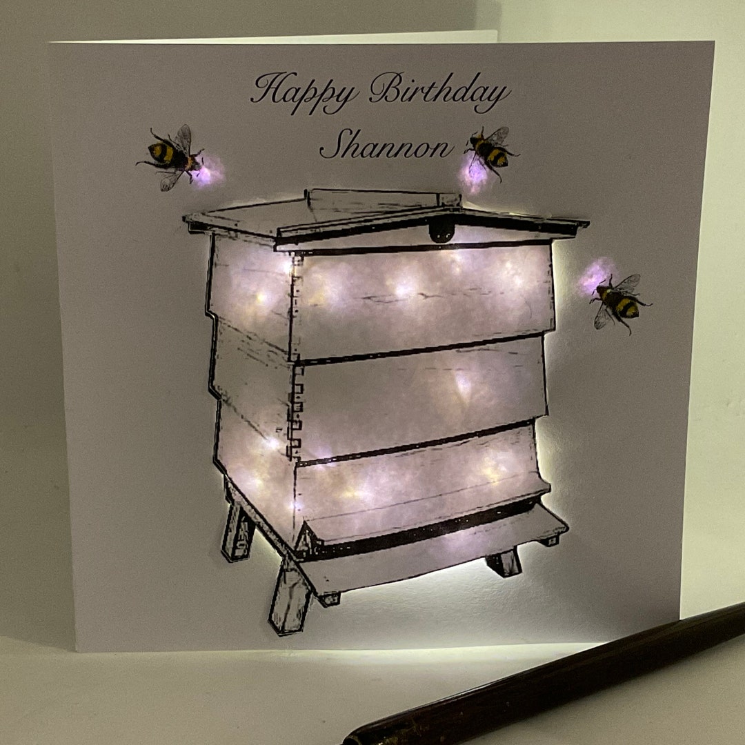Light up Beehive Birthday Card: Personalised Handmade Card - Etsy
