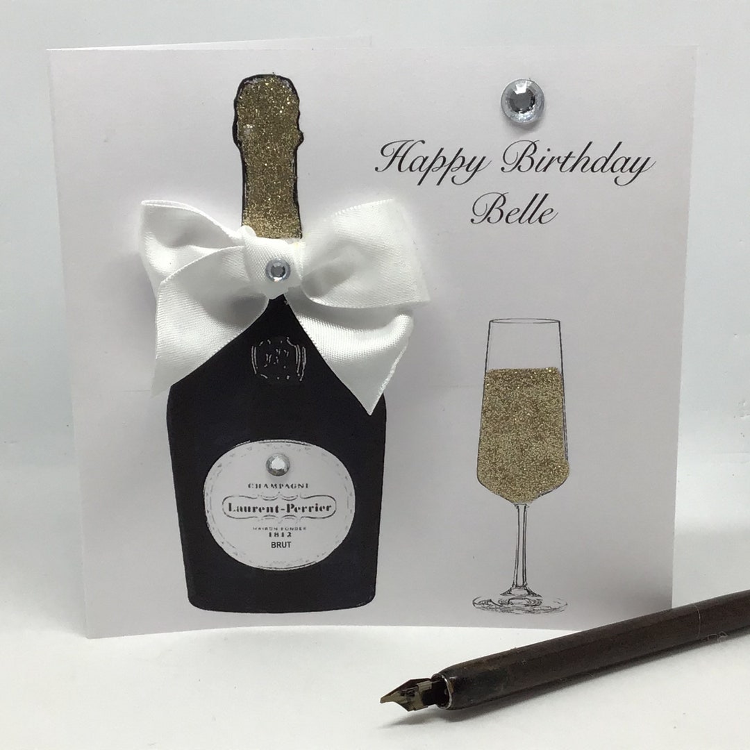 Champagne Celebration Birthday Card, Personalised, Handmade 18th, 21st ...