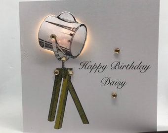Light up Birthday Card Lighthouse Personalised Handmade - Etsy
