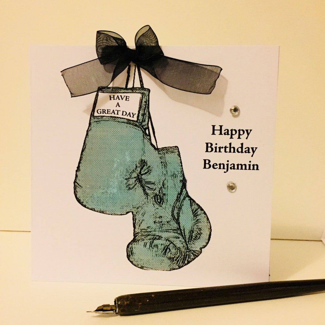 Personalised Boxing Gloves Birthday Card: Handmade Sports Fan Gift - Etsy