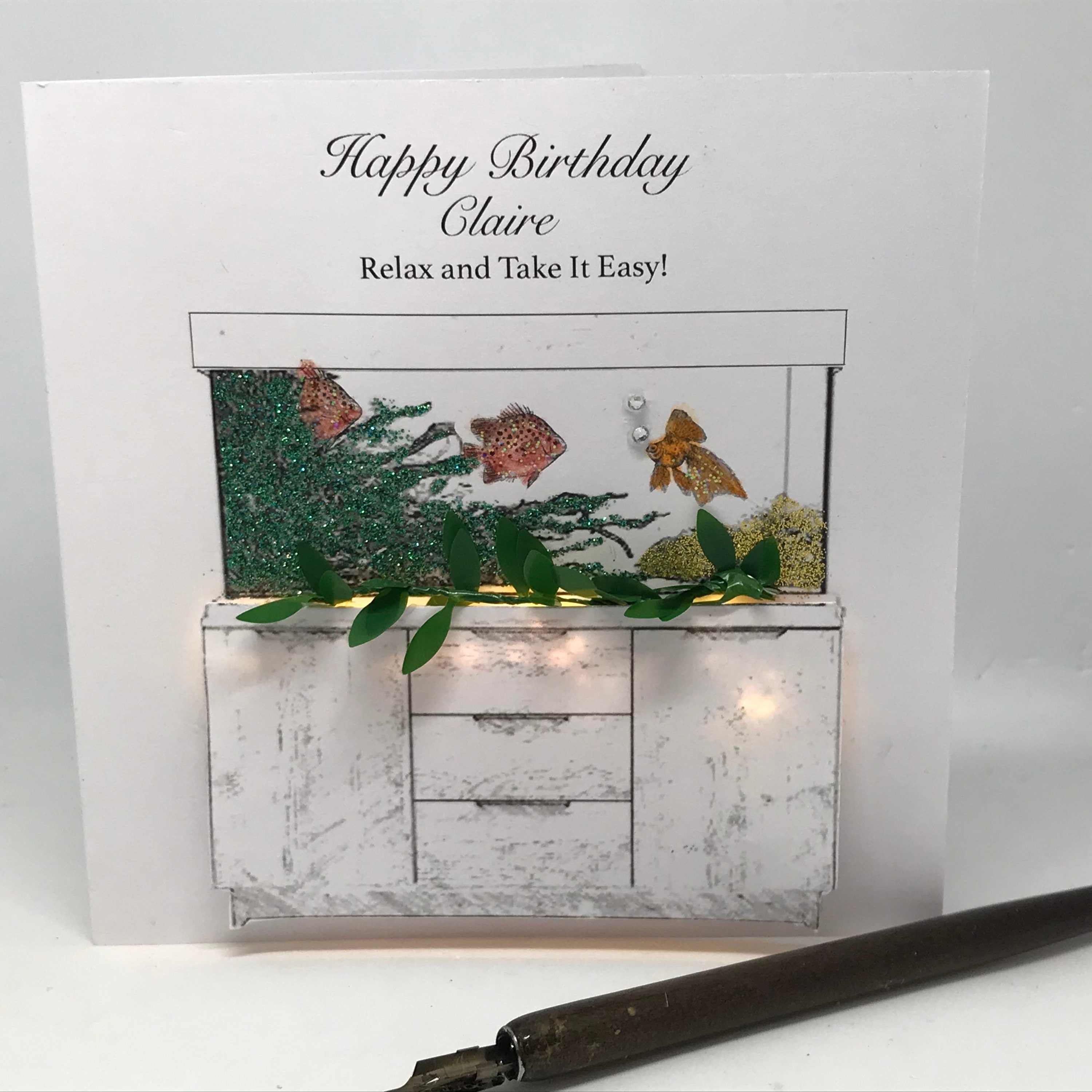 Light up Birthday Card Fish Tank Personalised Handmade - Etsy