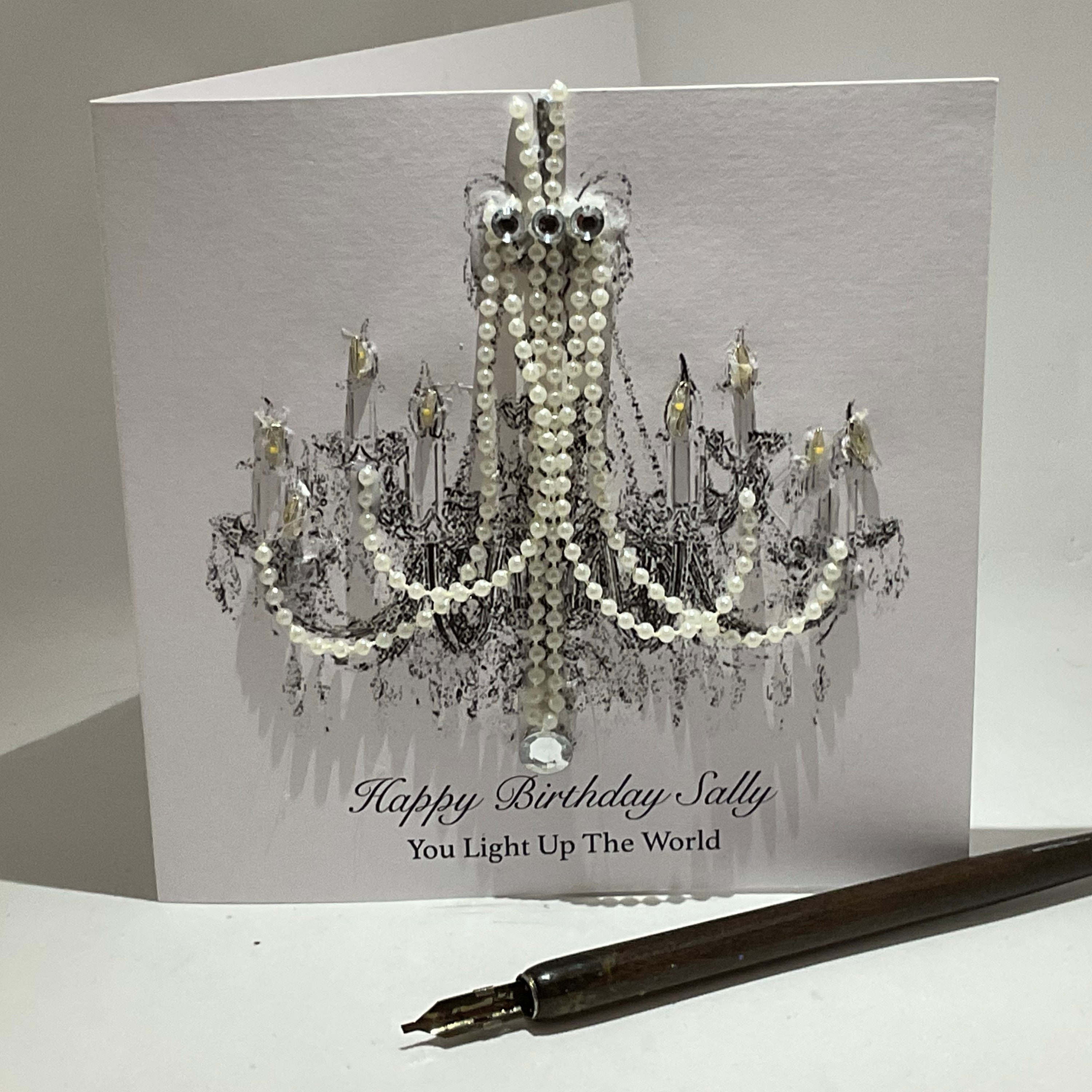 Light up Birthday Card Chandelier Personalised Handmade - Etsy