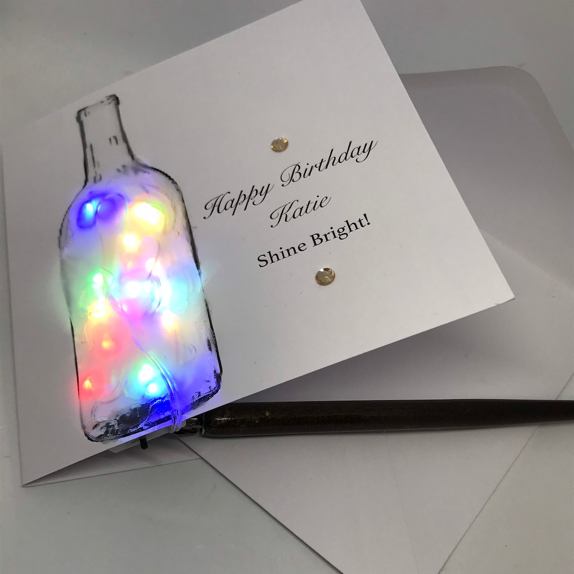 Light up Birthday Card, Bottle Lamp Personalised, Handmade Keepsake ...