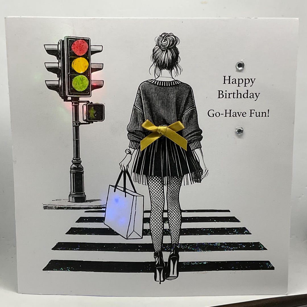 Light up Birthday Card, Go Have Fun, Personalised, Handmade Keepsake ...