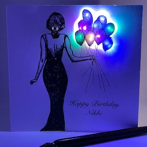 Light up Birthday Card, Balloons, Personalised, Handmade Keepsake Card ...