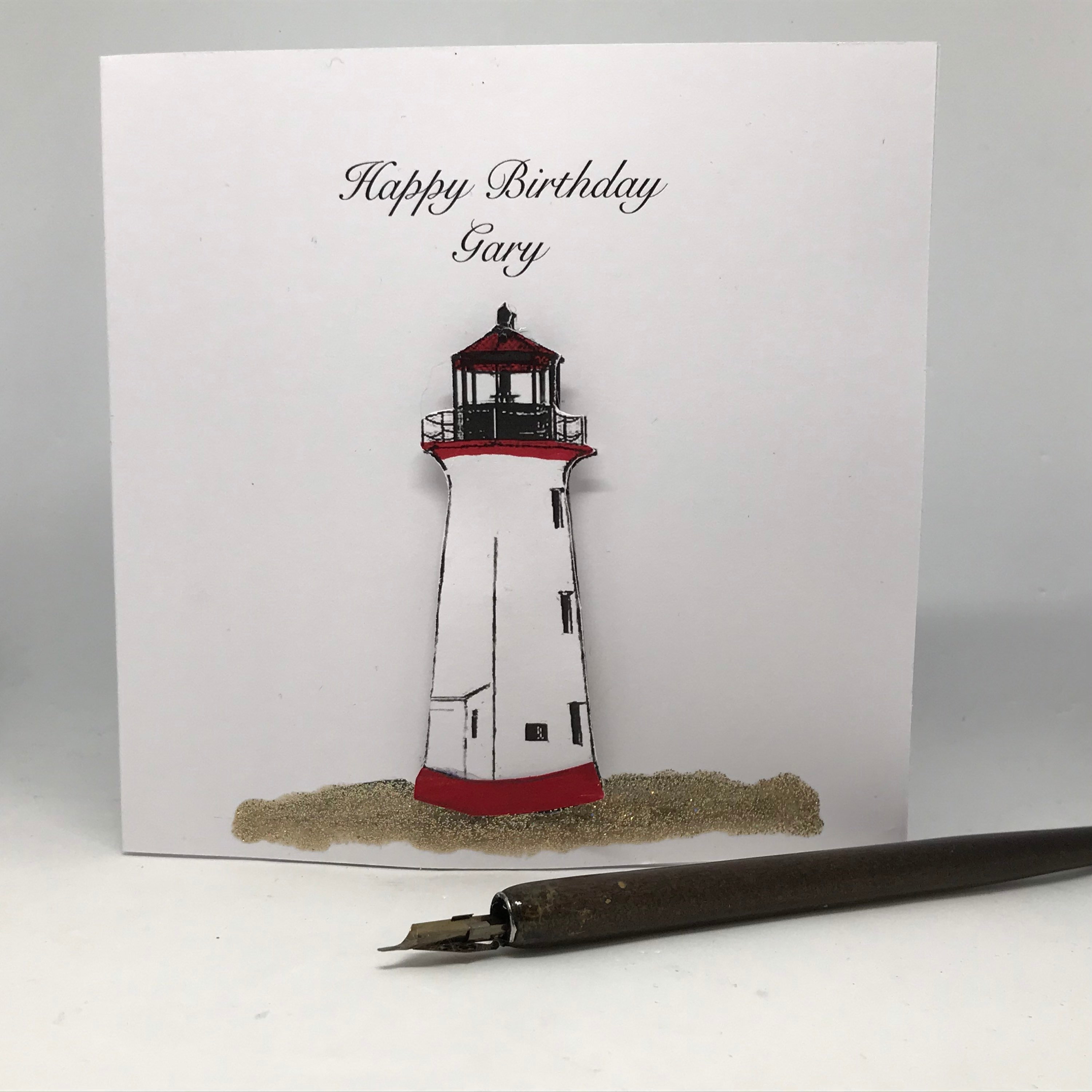 Light up Birthday Card Lighthouse Personalised Handmade - Etsy