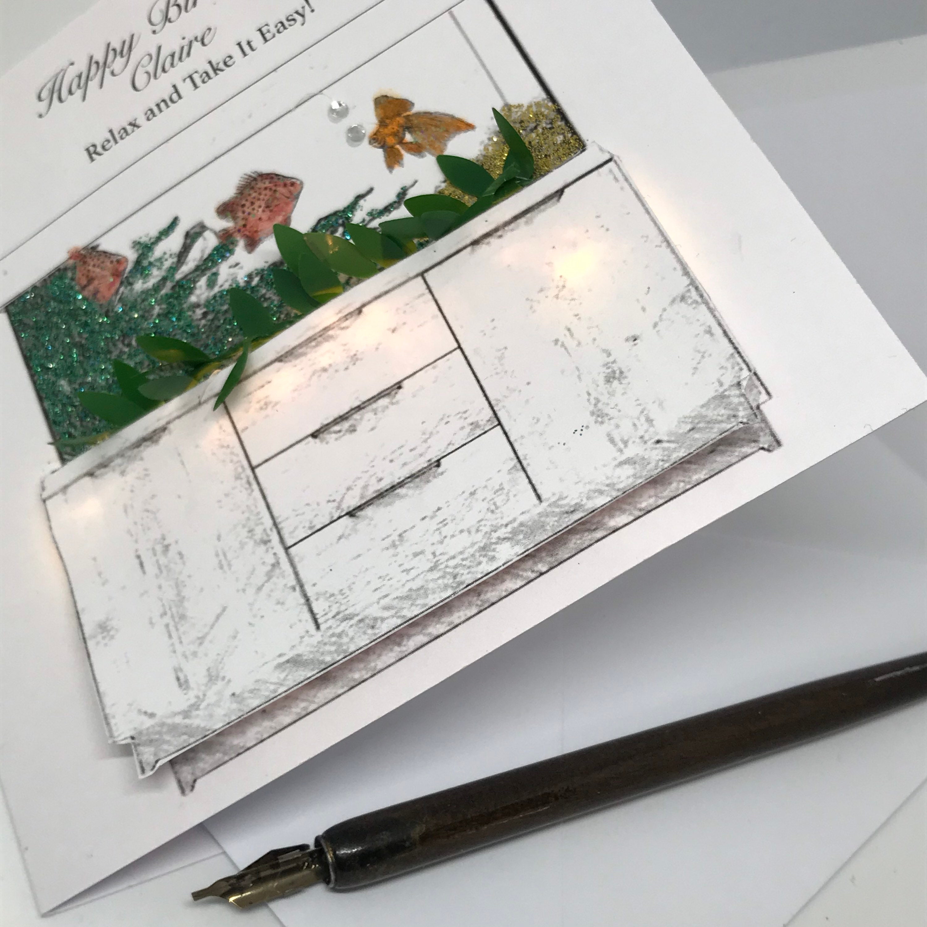 Light up Birthday Card Fish Tank Personalised Handmade - Etsy