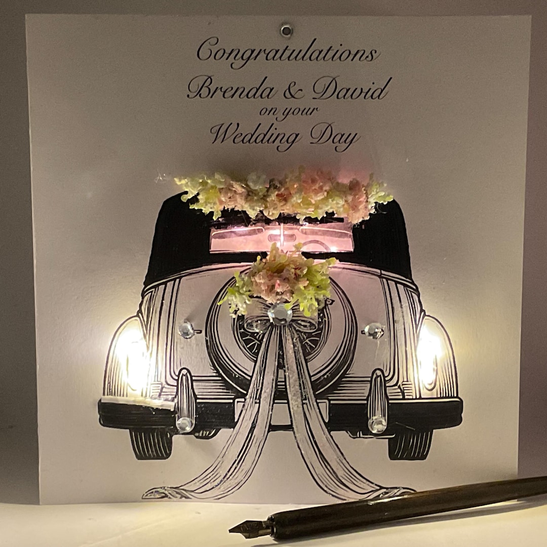 Light up Wedding Card, Mr and Mrs, Personalised, Handmade Keepsake Card ...