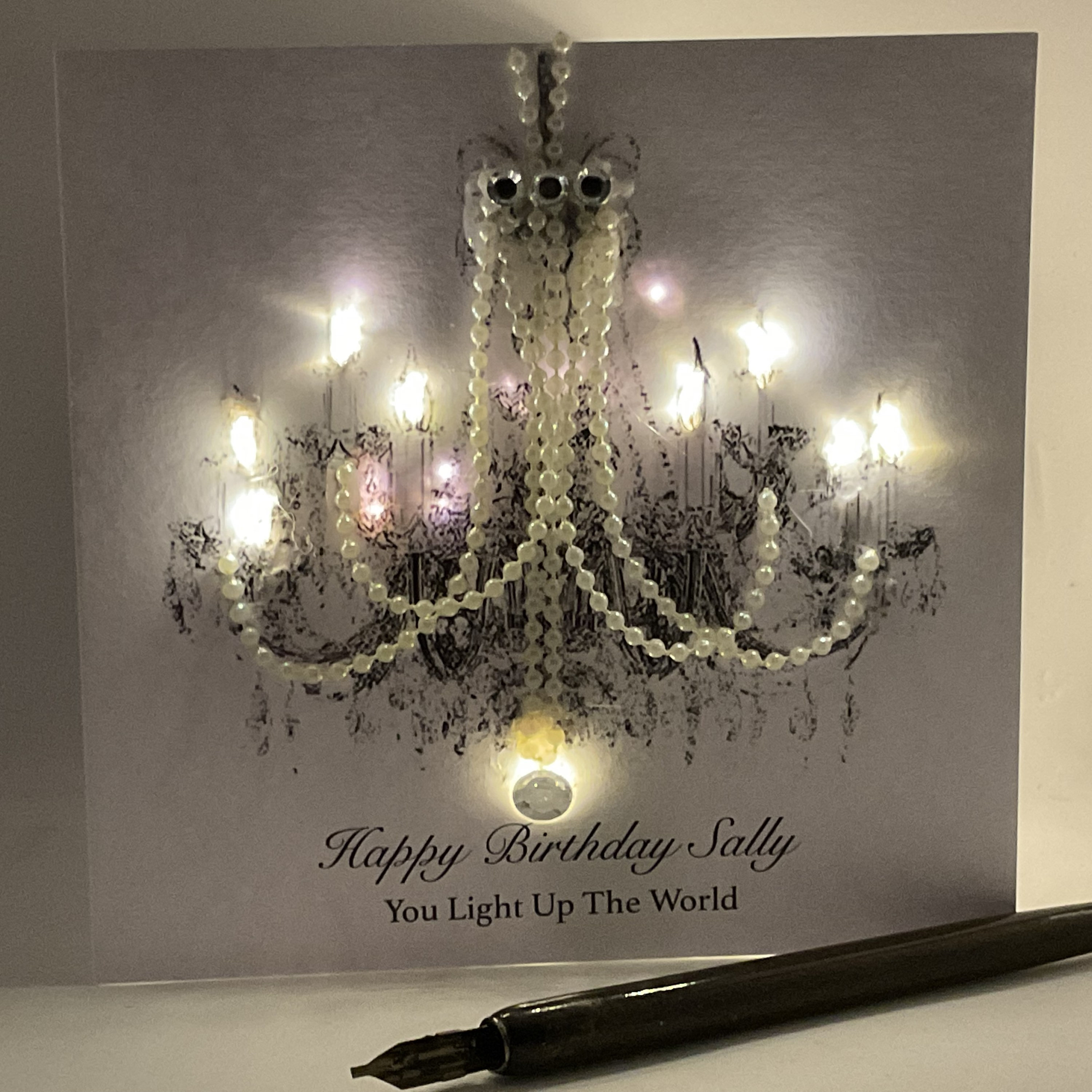 Light up Birthday Card, Chandelier, Personalised, Handmade Card. Any ...