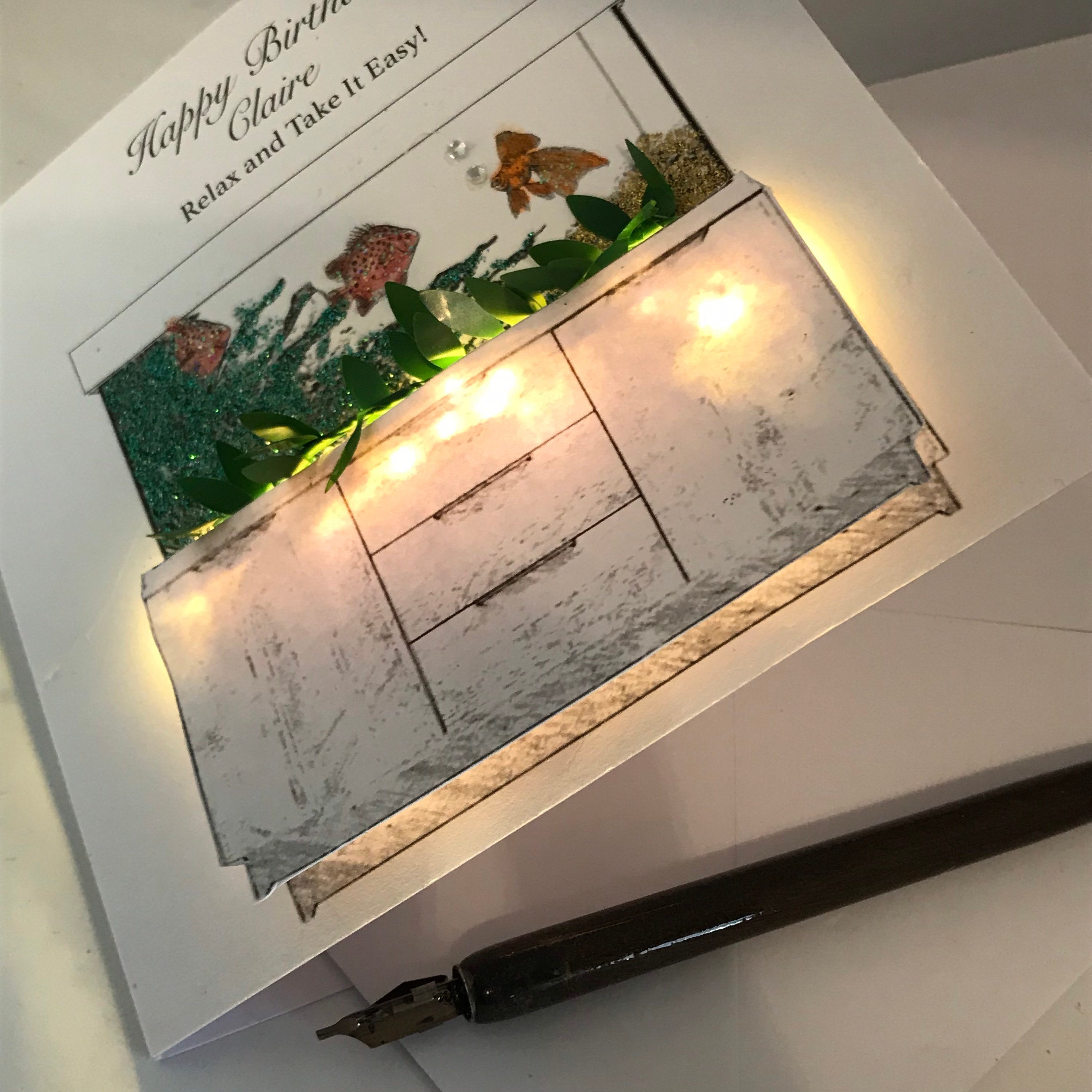 Light up Birthday Card Fish Tank Personalised Handmade - Etsy