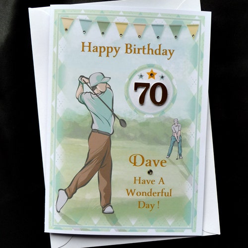 Golf Happy Birthday Card Handmade and Personalised - Etsy