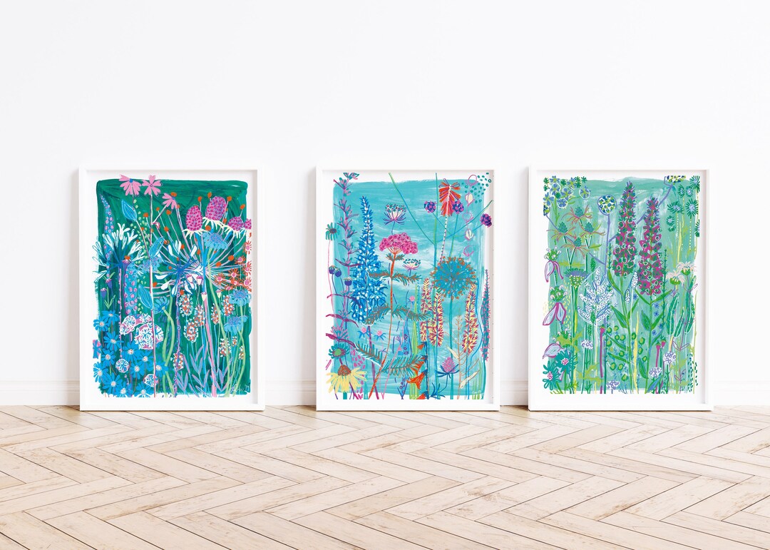 Wildflower Large Print Set (3 Prints) // Botanical Art, Wall Art ...