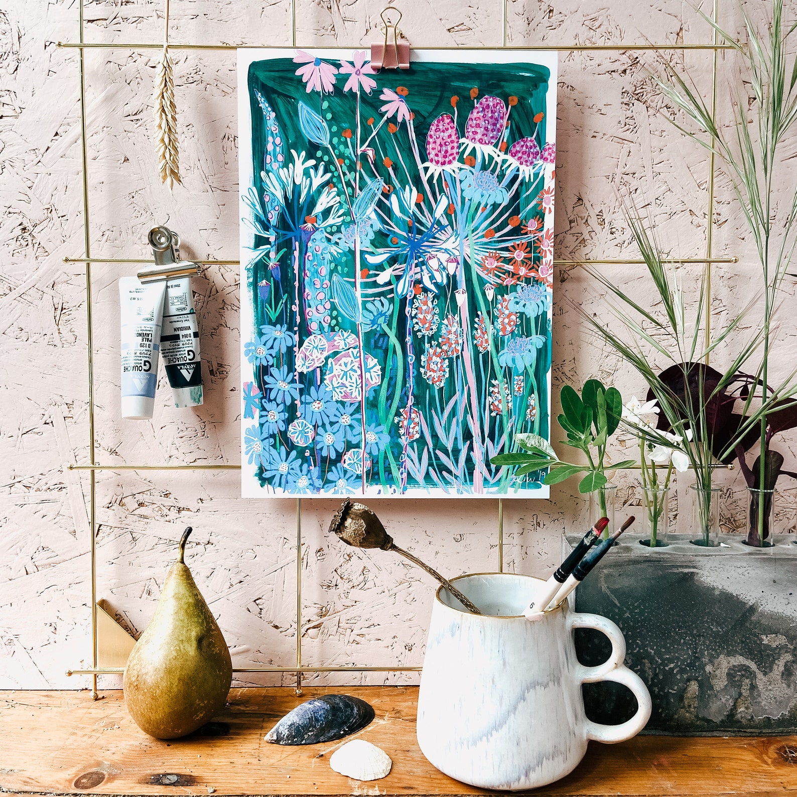 Agapanthus Garden House Print // Botanical Art Large Art | Etsy