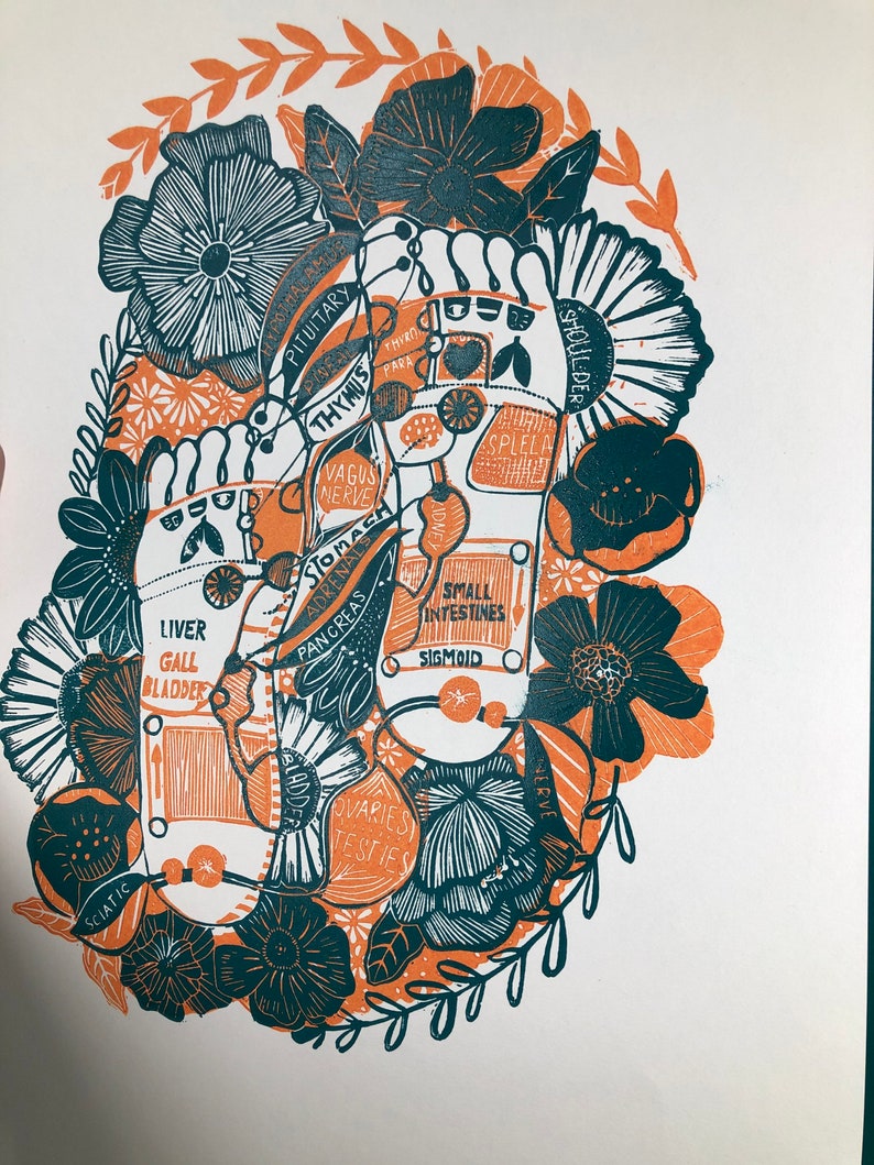 FOOT MAP Original Linocut Print | Etsy