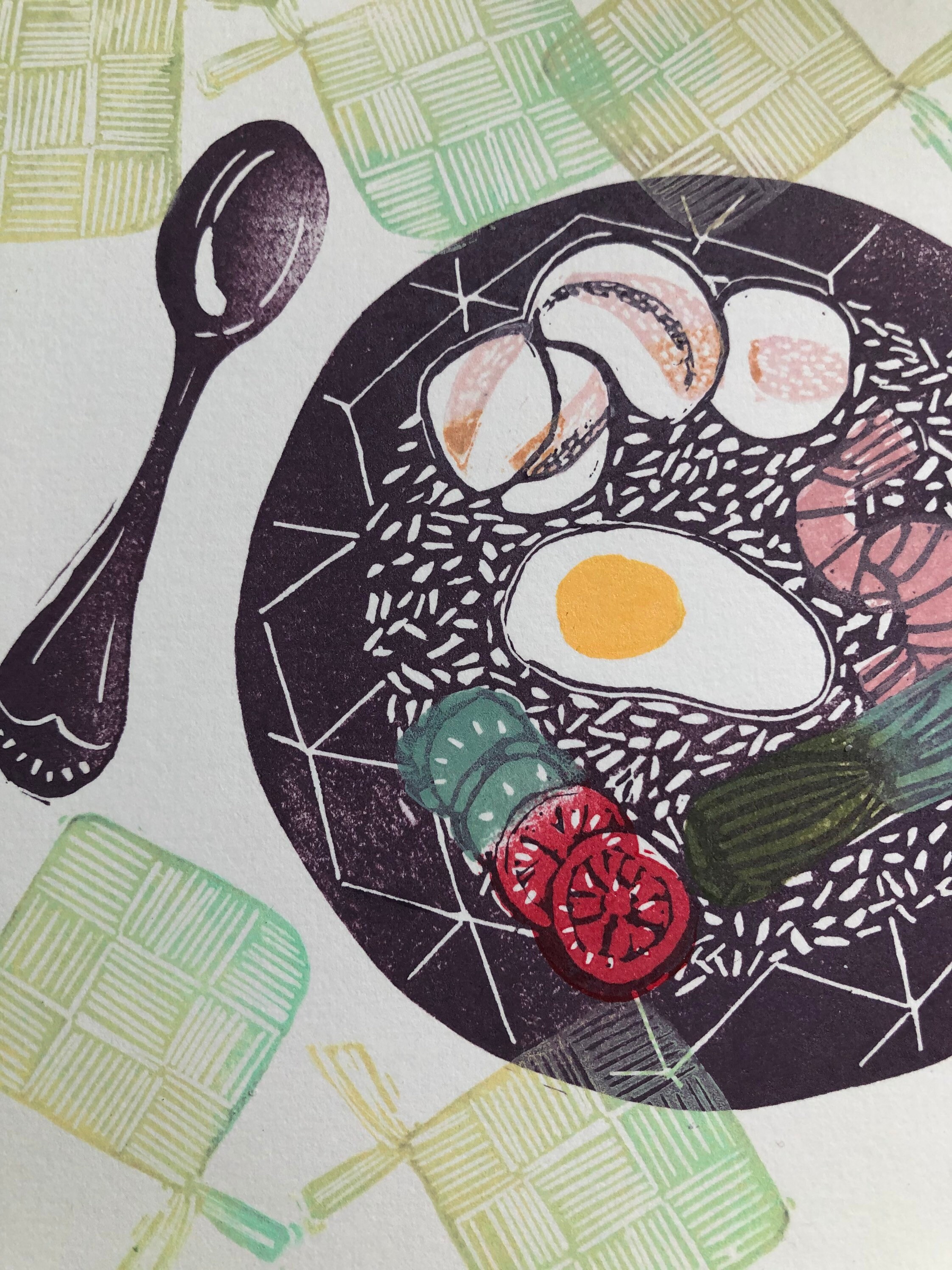 NASI GORENG | Fried Rice Original Lino Print - Etsy