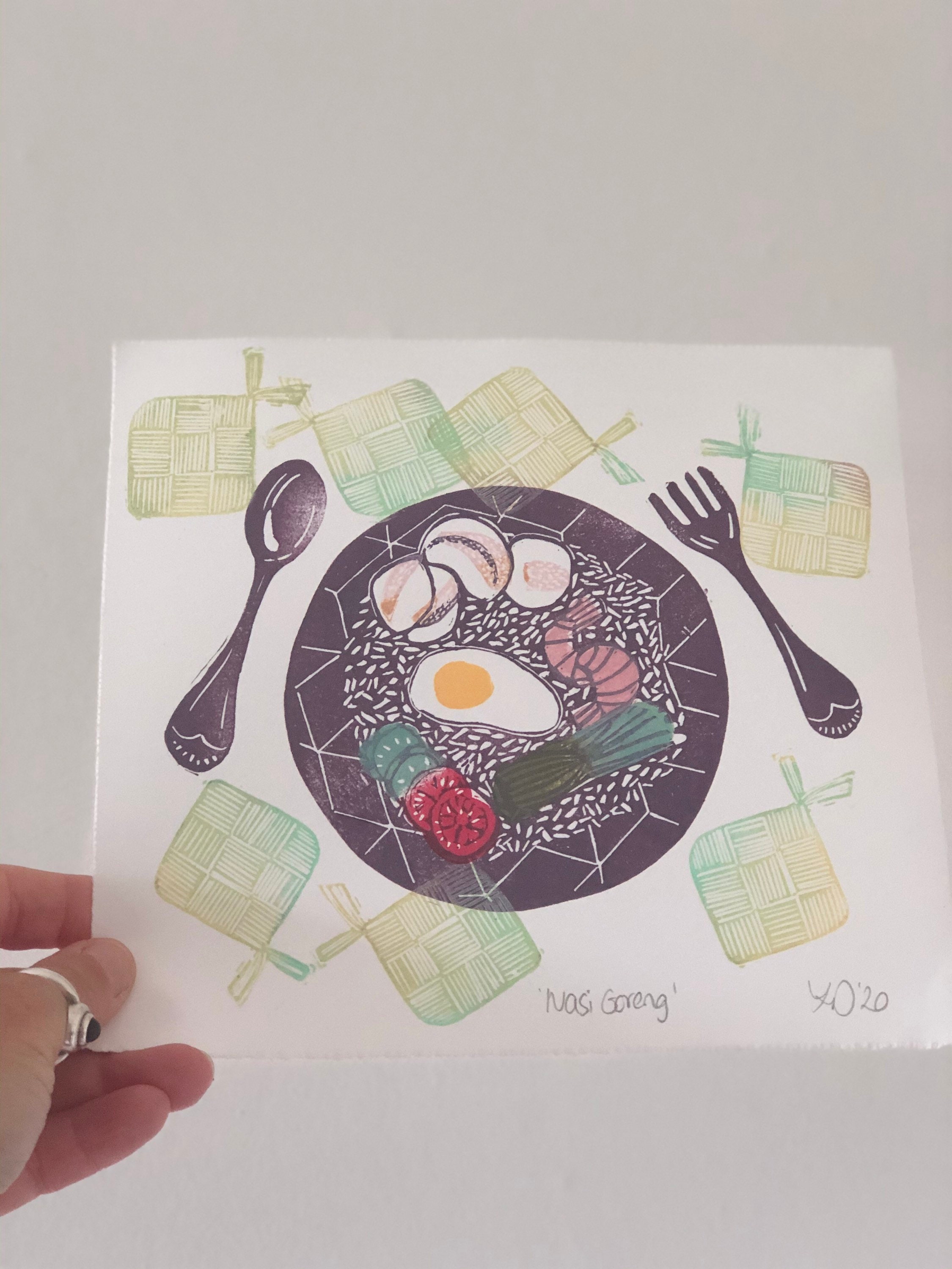 NASI GORENG Fried Rice Original Lino Print - Etsy