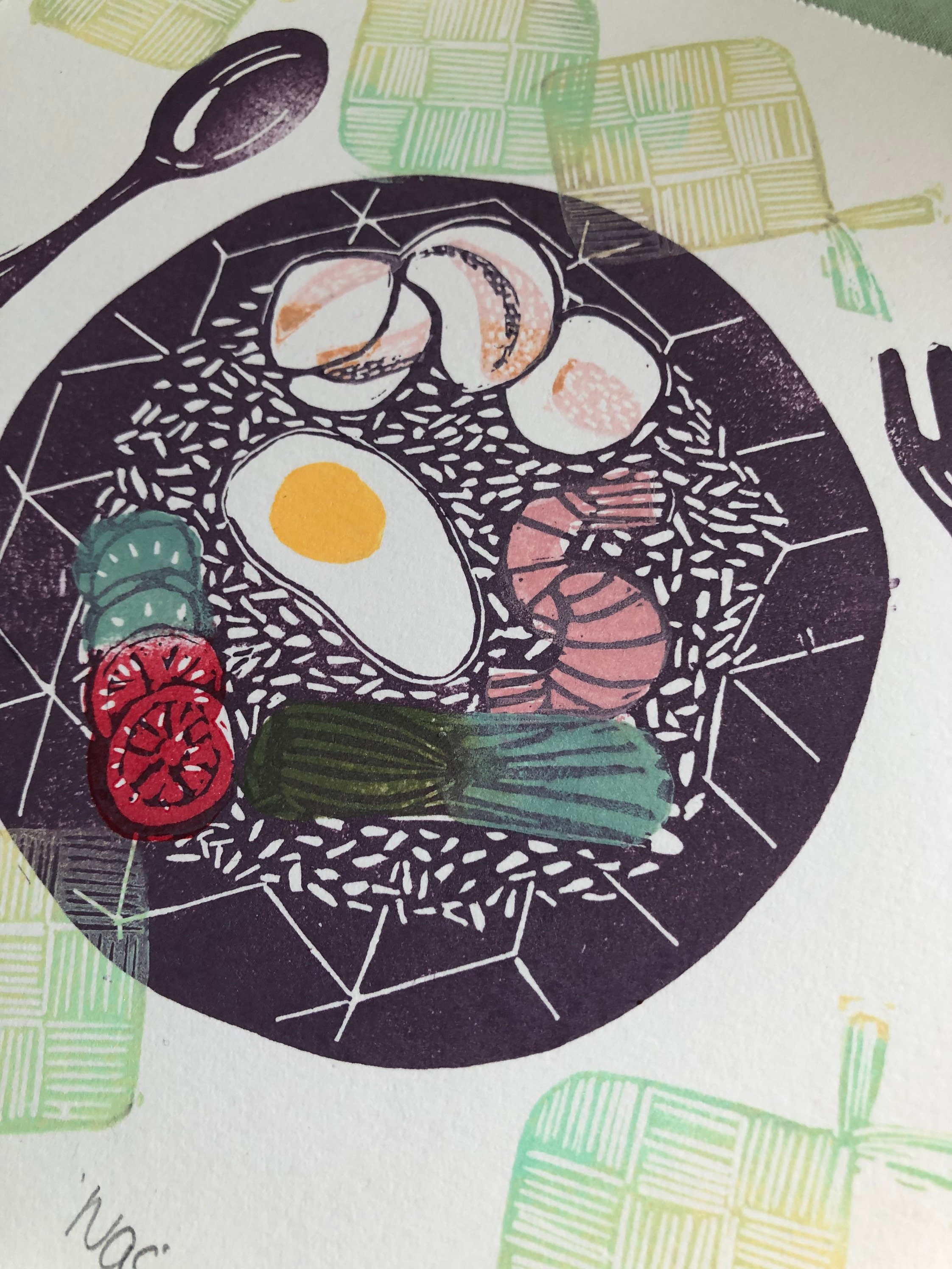 NASI GORENG Fried Rice Original Lino Print - Etsy