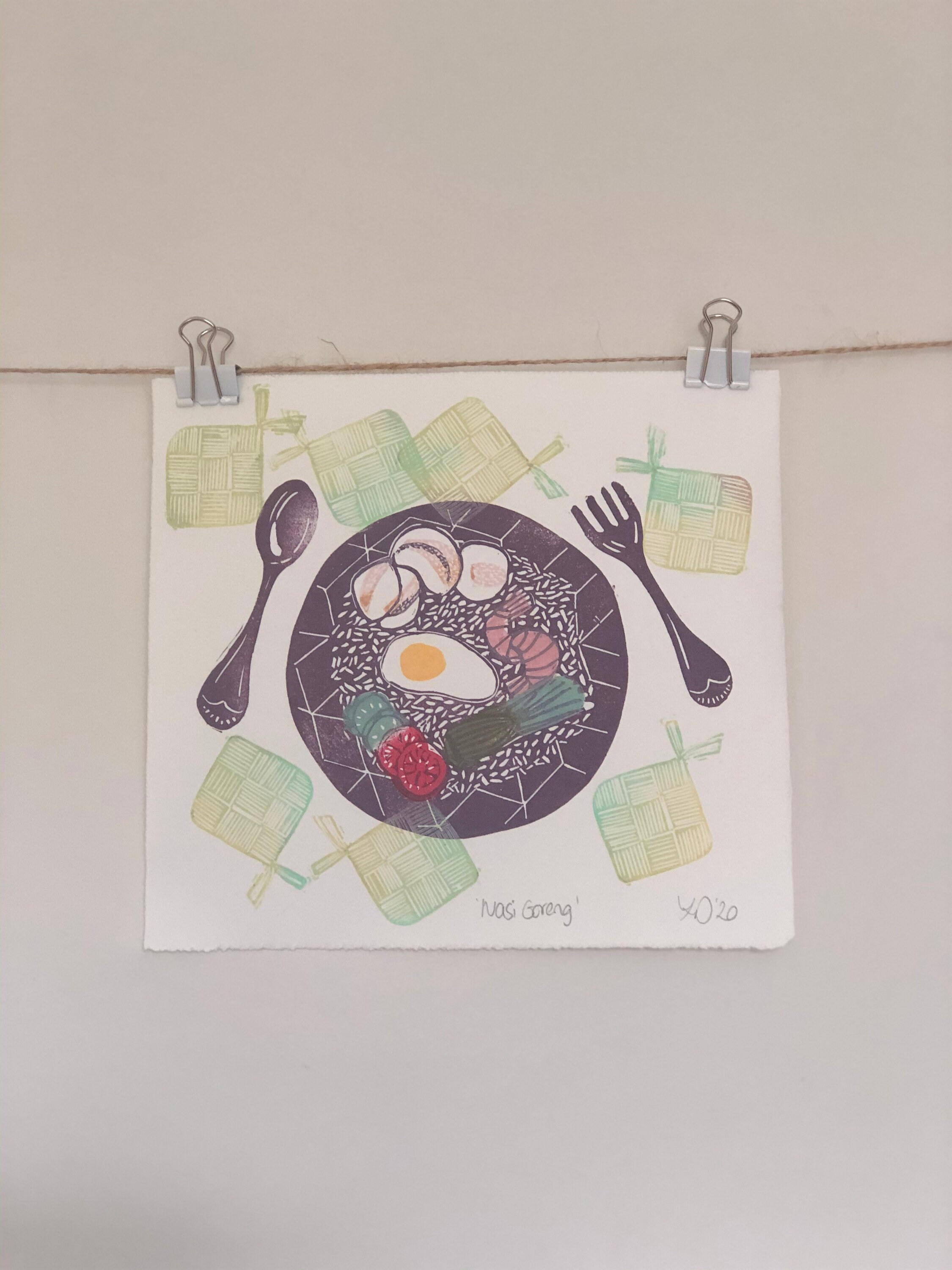 NASI GORENG | Fried Rice Original Lino Print - Etsy