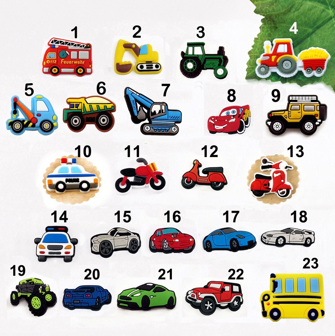 Police Fire Department Excavator Tractor Car Shoe Badge Crocs Charms ...