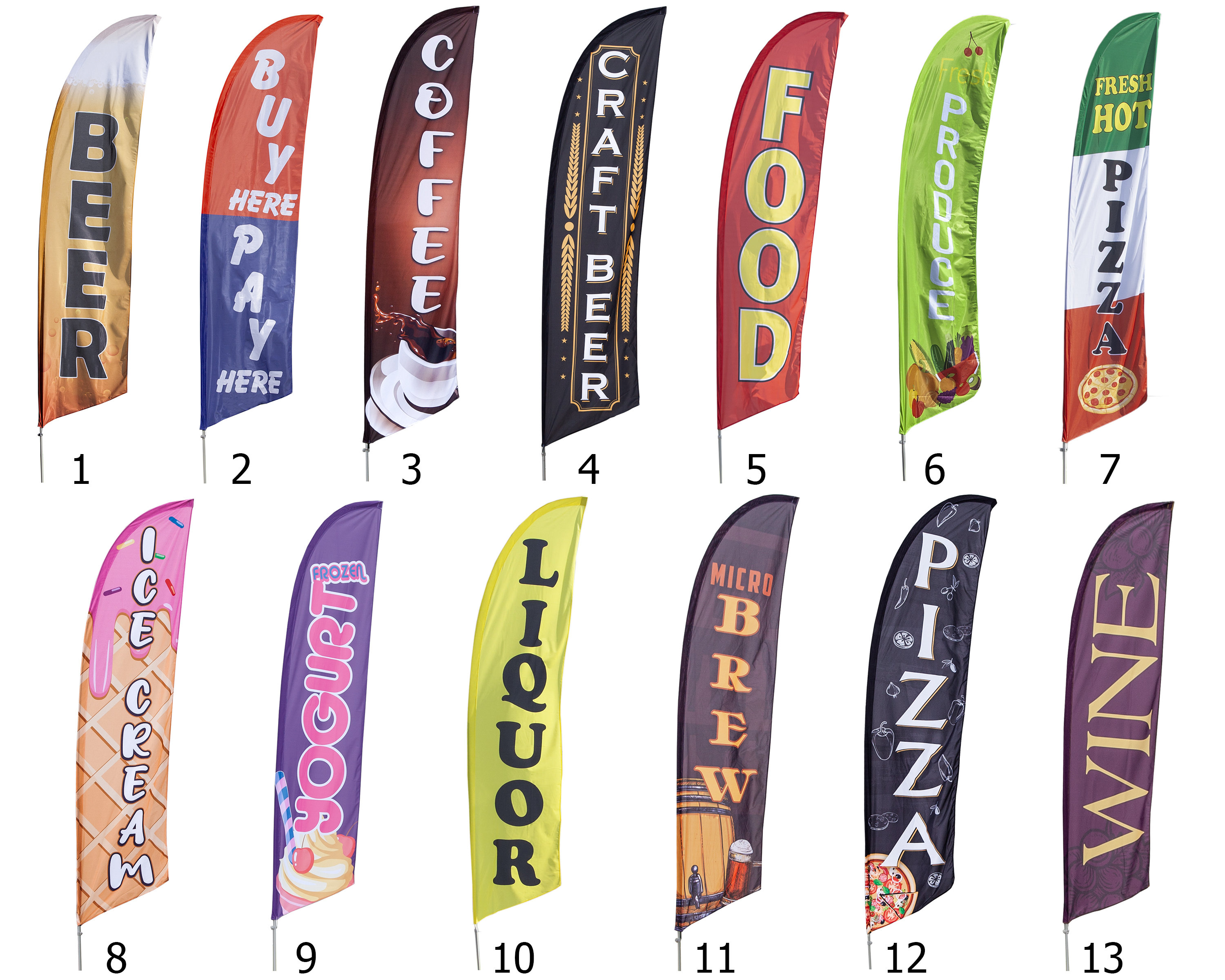 Food and Beverage Feather Flags With Easy to Assemble Pole Set - Etsy