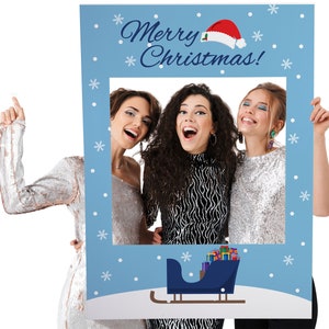 Christmas Party Photo Booth Frame: Holiday Selfie Prop, Corrugated ...
