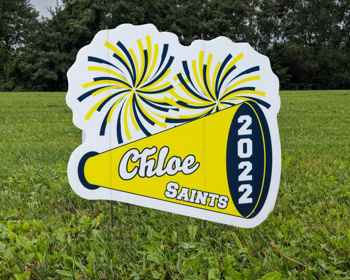 Cheerleader Megaphone Yard Signs Personalized With Team and - Etsy