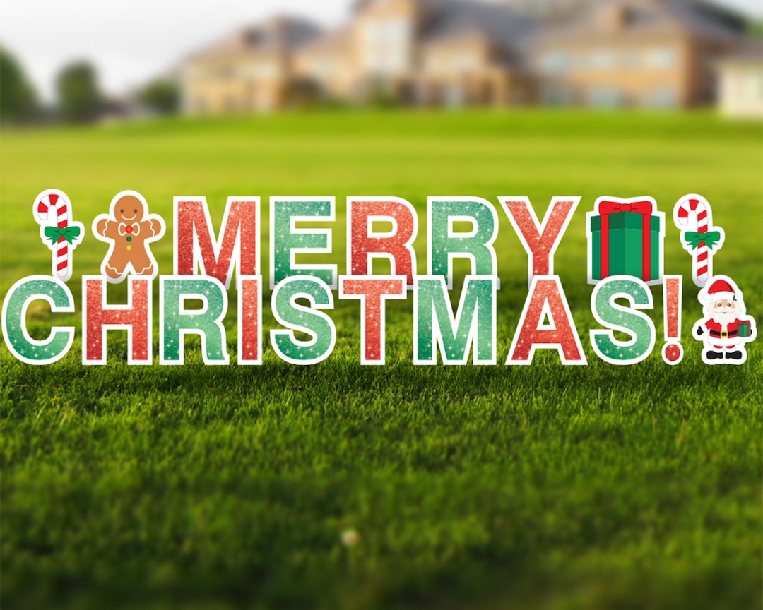 Merry Christmas Yard Sign - Weather-resistant - 18in Tall Yard Sign ...