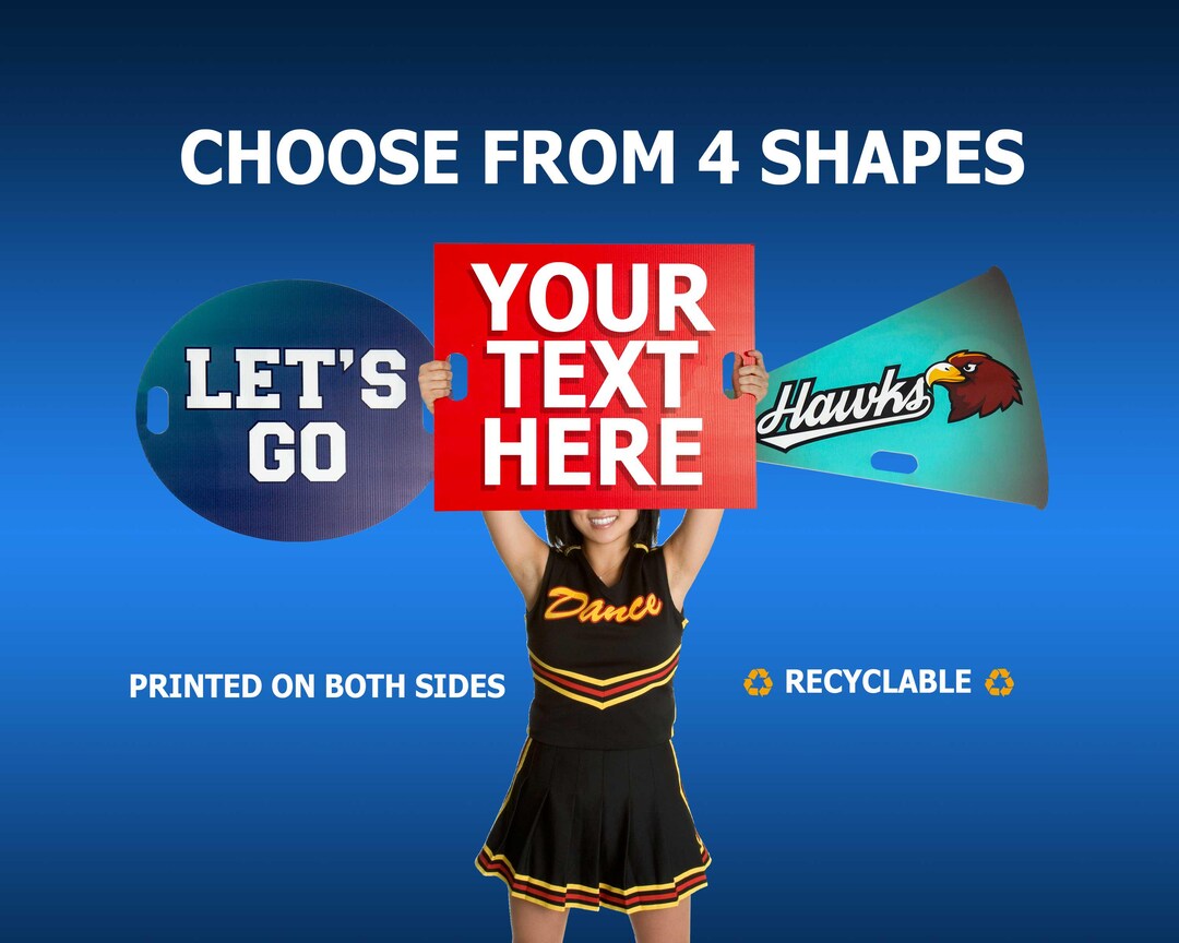 Customizable Cheerleading Sign: Corrugated Plastic, Team Colors ...