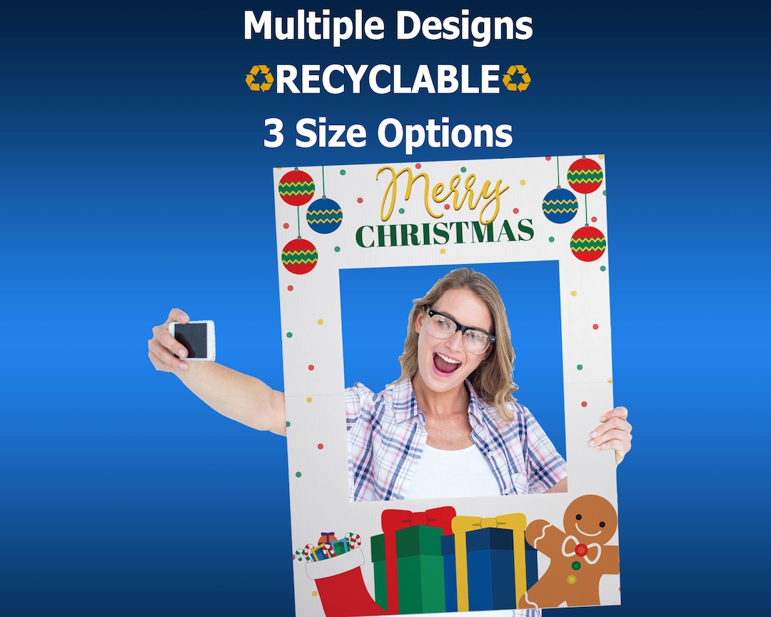 Christmas Party Photo Booth Frame: Holiday Selfie Prop, Corrugated ...