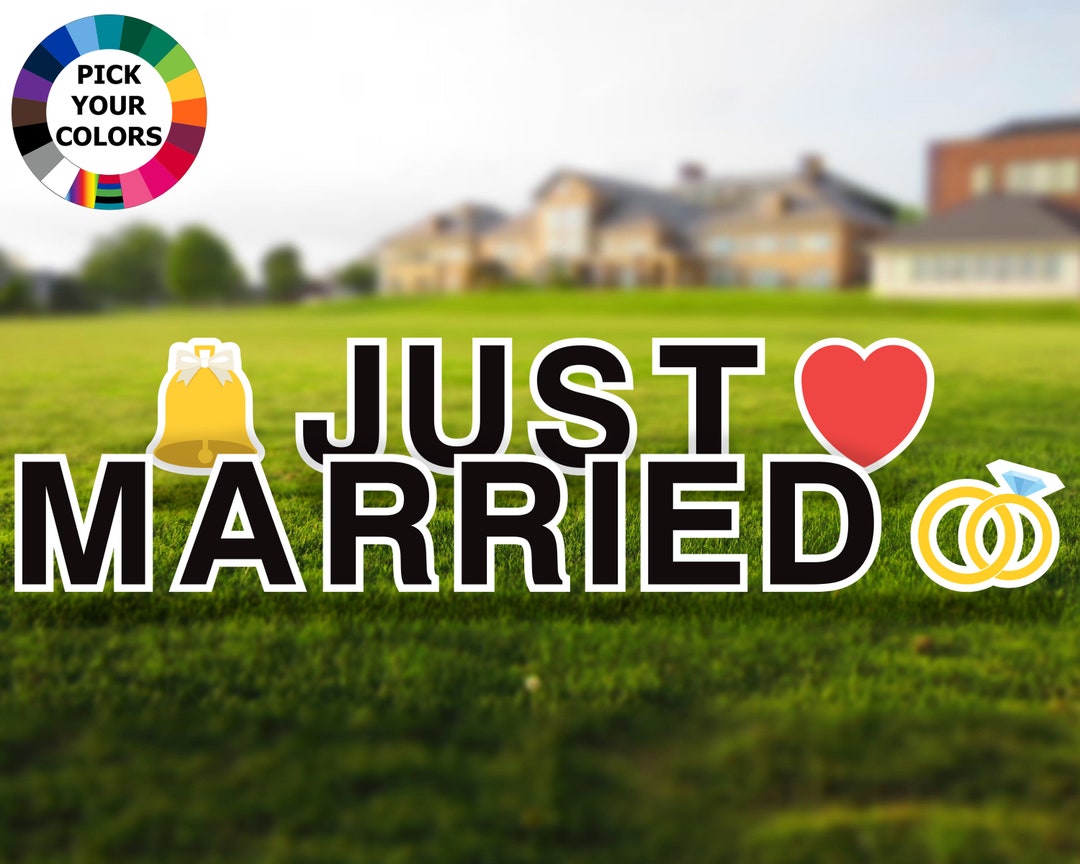 Just Married Lawn Decorations - Choose Your Color - Large 18in Tall ...