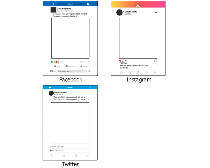 Personalized Social Media Selfie Frame Instagram Frame - Etsy