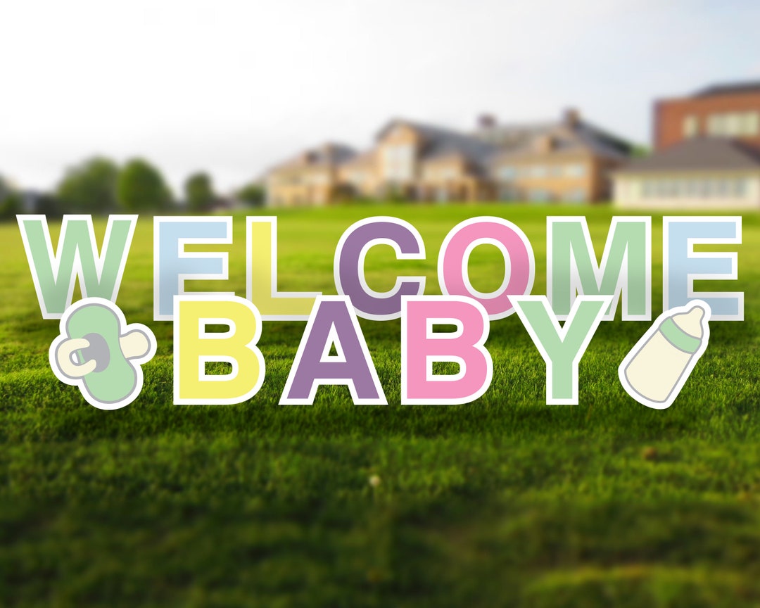 Welcome Baby Yard Sign: 18in Outdoor Baby Shower Decor - Etsy