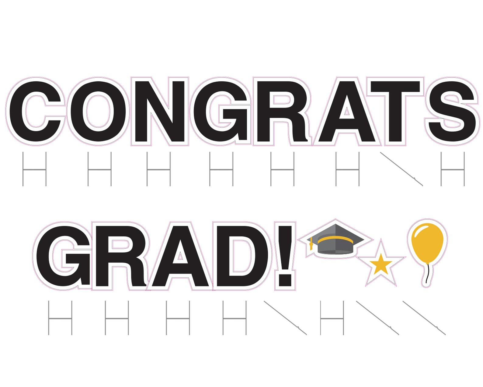 Congrats Grad Yard Sign: 18in Outdoor Graduation Decoration - Etsy