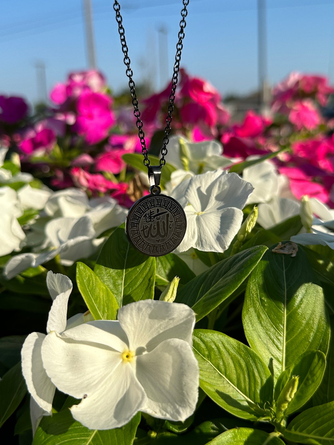 Circular Islamic allah Black Medallion Arabic Necklace - Etsy