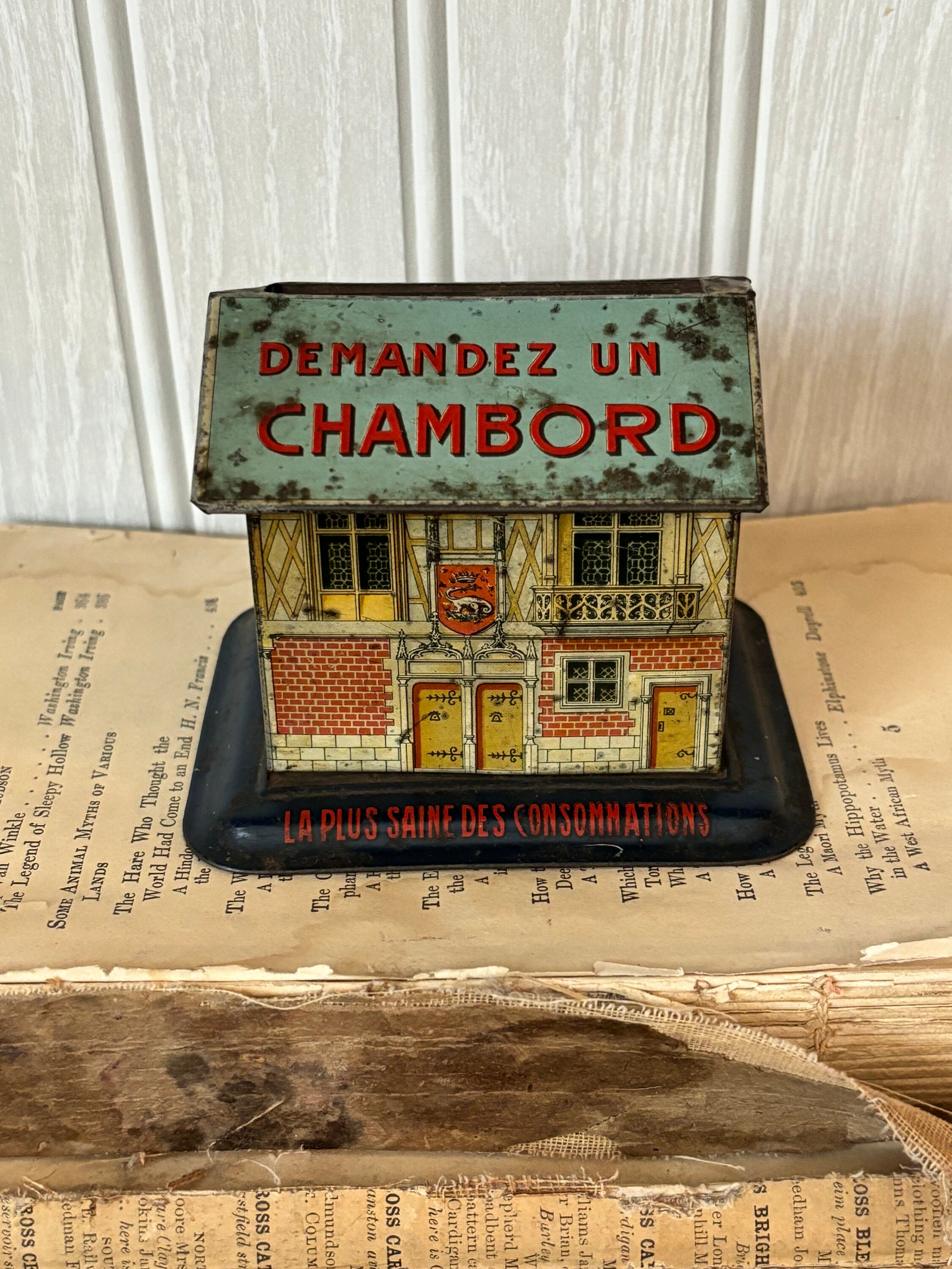 RARE Antique French Tole Lithography Matchstick Holder Dispenser Bar ...