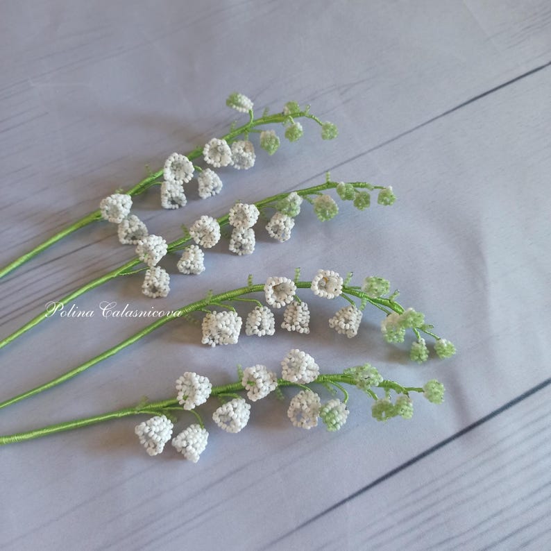 Lilies of the Valley From Beads. France Beaded Flower. Beaded Flower ...