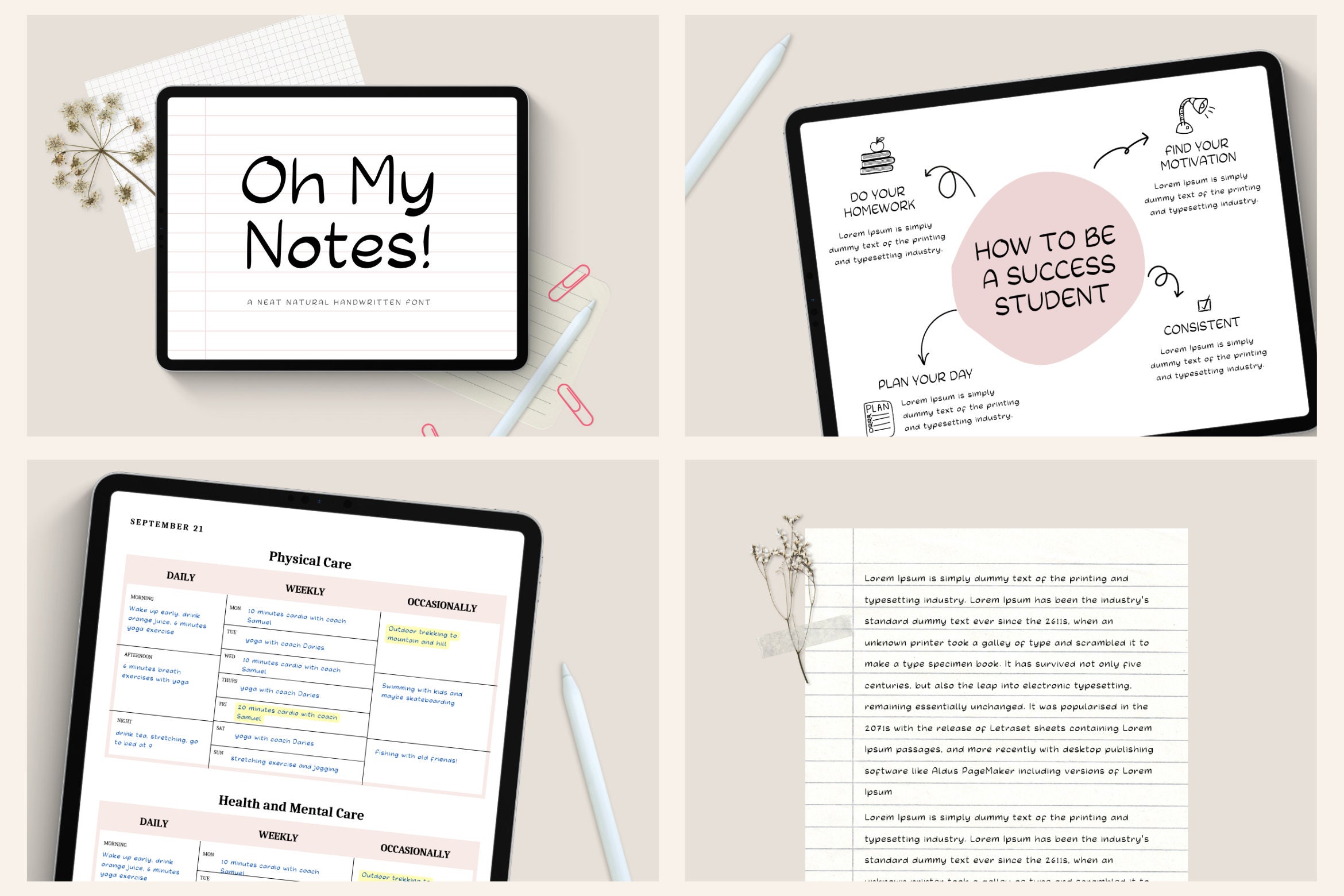 Font Bundle Handwritten Font Bundle for Note Taking, Goodnotes Font ...