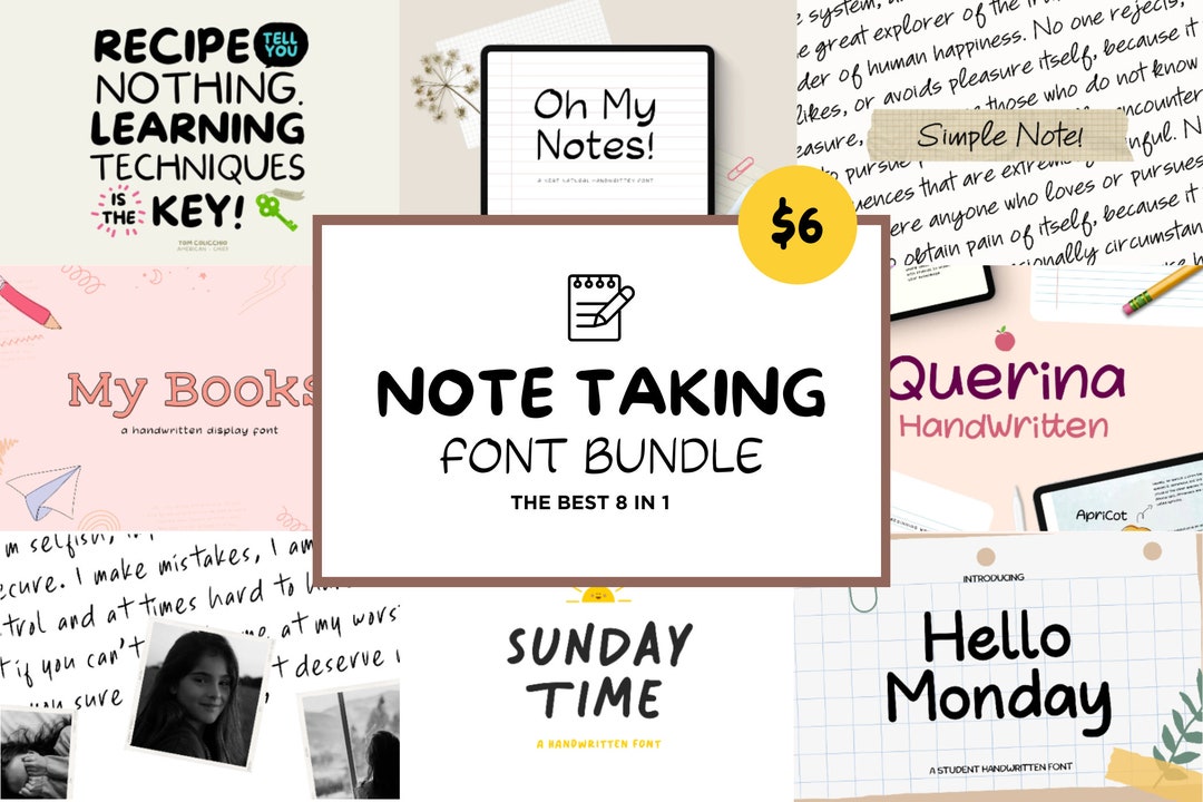 Font Bundle Handwritten Font Bundle for Note Taking, Goodnotes Font ...