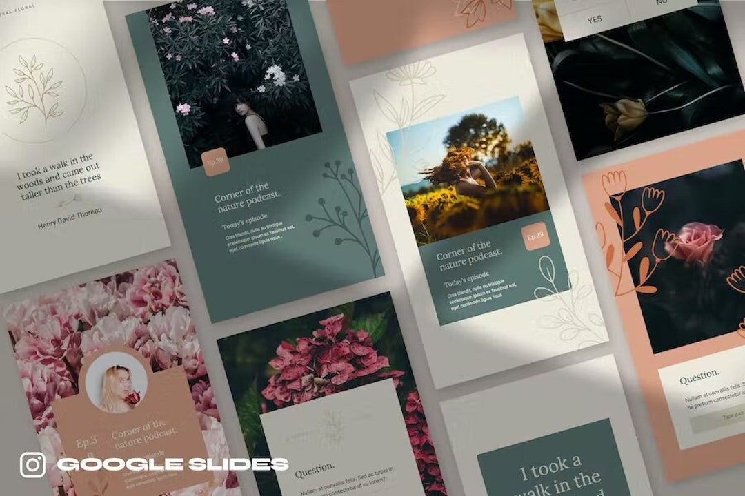 Floral Instagram Template Google Slide - Etsy