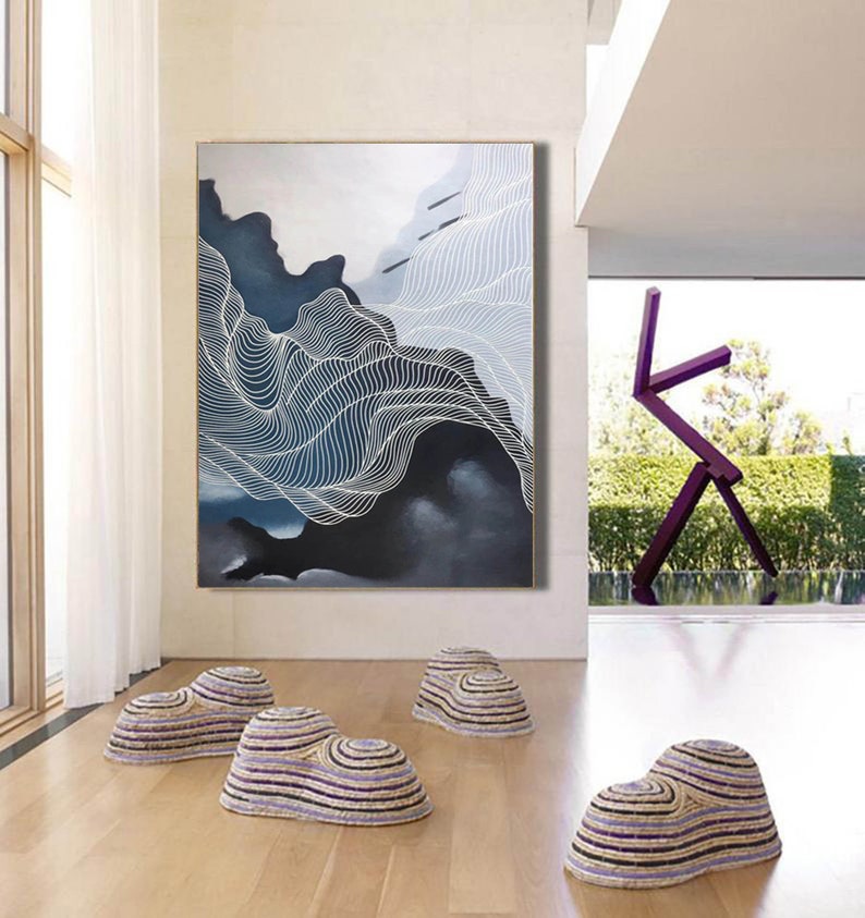 White Painting on Canvas Large Canvas Wall Art Original - Etsy