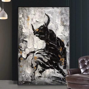 Original Abstract Painting, Textured Bull Painting on Canvas, Ox Year ...