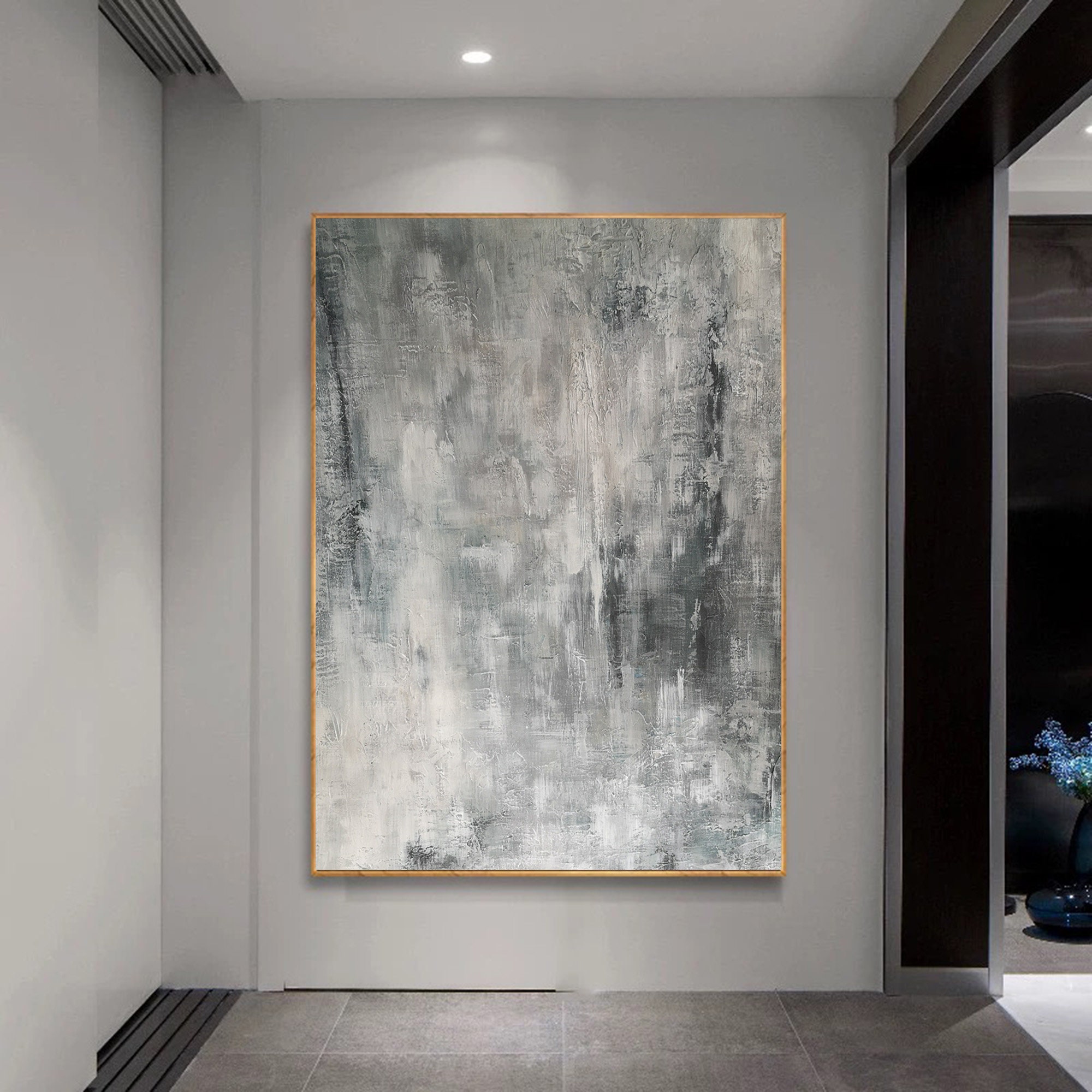 Large Canvas Wall Art Gray Painting Abstract Original Canvas - Etsy