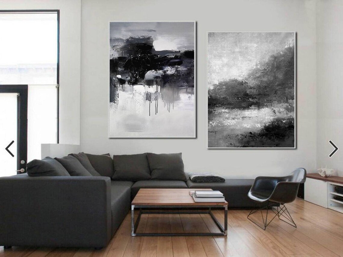 Set of 2 Painting Extra Large Wall Art Large Painting on - Etsy