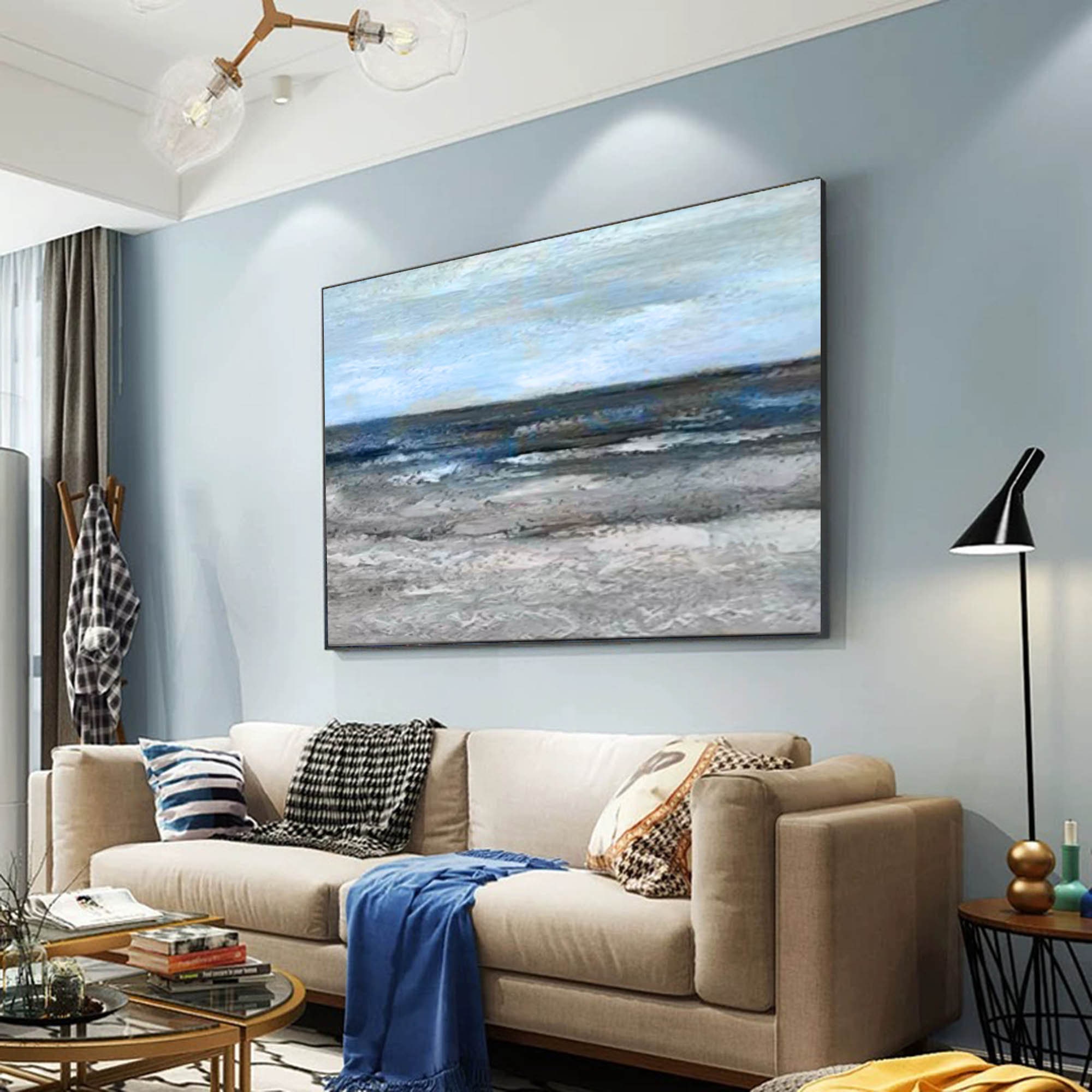 Large Landscape Wall Art,abstract Blue Painting,large Wall Art Framed ...