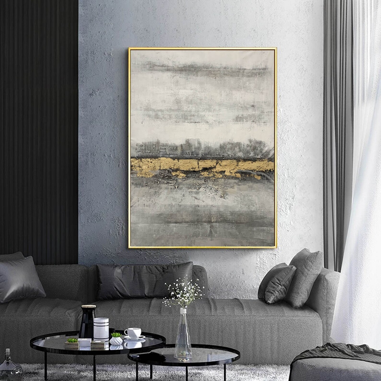 Grote canvas muur kunst originele abstracte schilderij op - Etsy Nederland