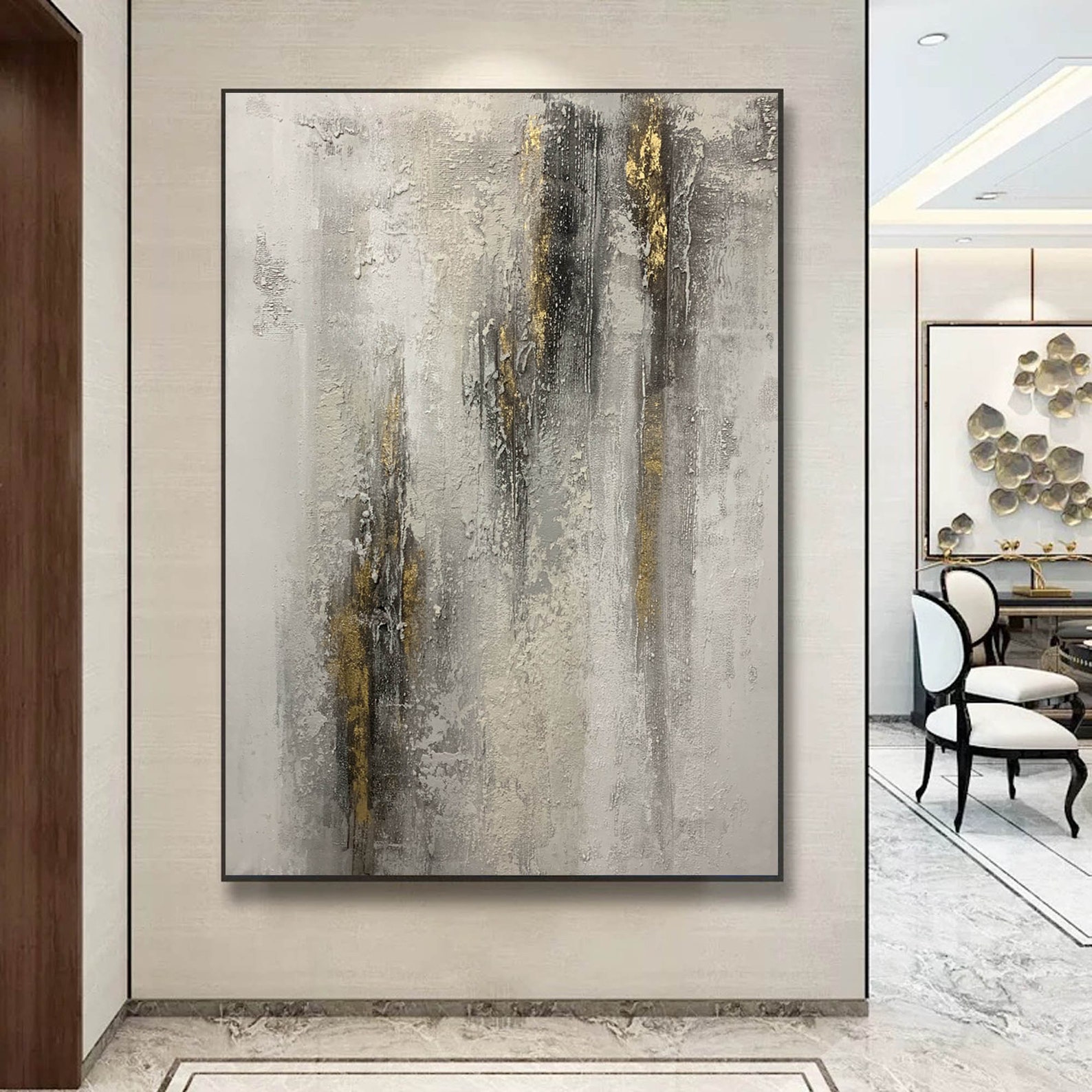 Large Canvas Wall Art Grey Painting Large Abstract Artwork - Etsy