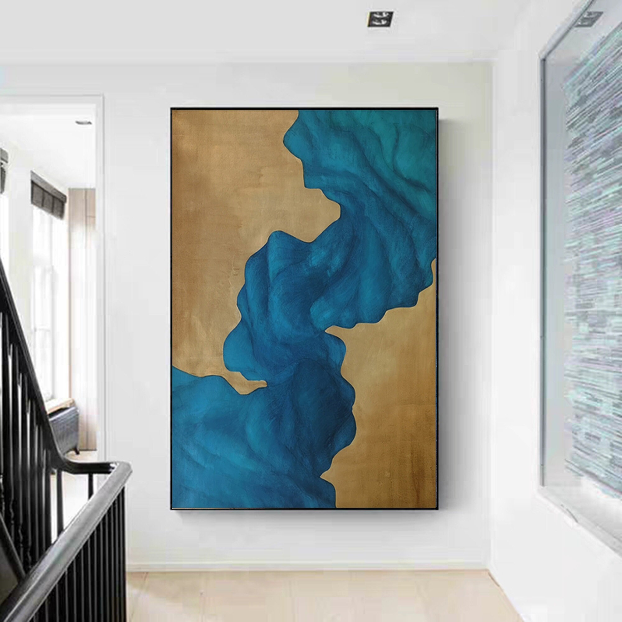 Extra Large Abstract Art Teal Painting Turquoise Abstract | Etsy