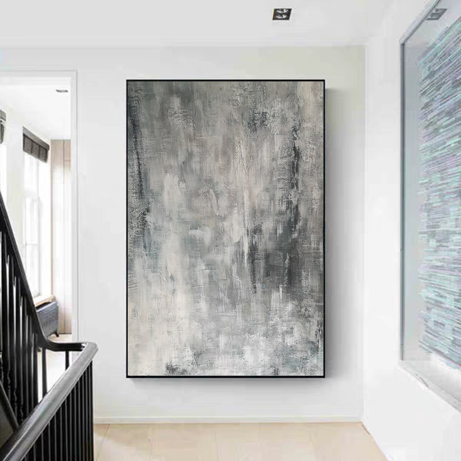 Large Canvas Wall Art Gray Painting Abstract Original Canvas - Etsy