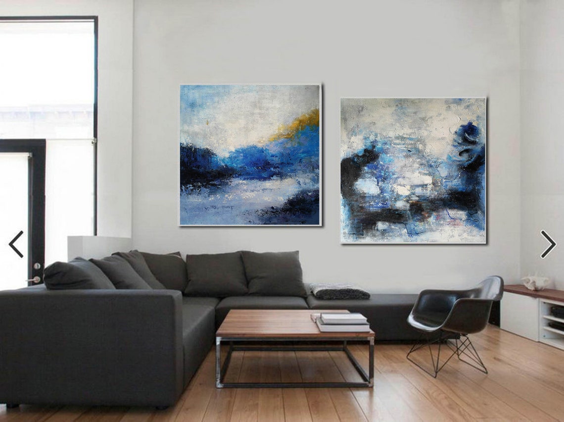 Wall decor living room blue wall art wall decor bedroom | Etsy