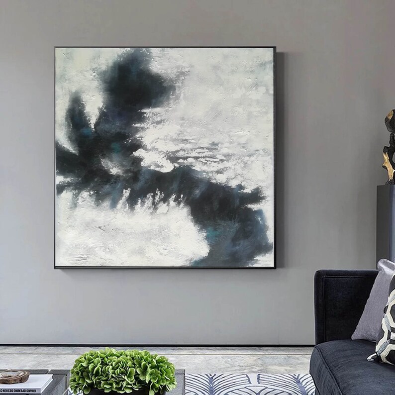 Square Oversized Abstract Canvas Art,living Room Wall Art,large ...